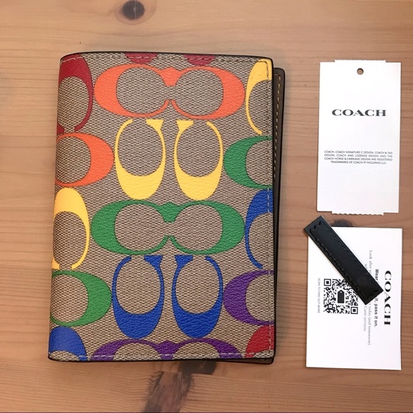 Coach | Accessories | Coach Passport Case In Rainbow Signature Canvas ...